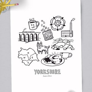 YORKSHIRE Icons A3 Print - Buildings & Landmarks Illustration - Etsy