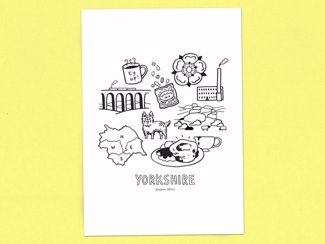 YORKSHIRE Icons A3 Print - Buildings & Landmarks Illustration - Etsy