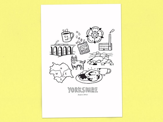 YORKSHIRE Icons A3 Print Buildings & Landmarks Illustration - Etsy