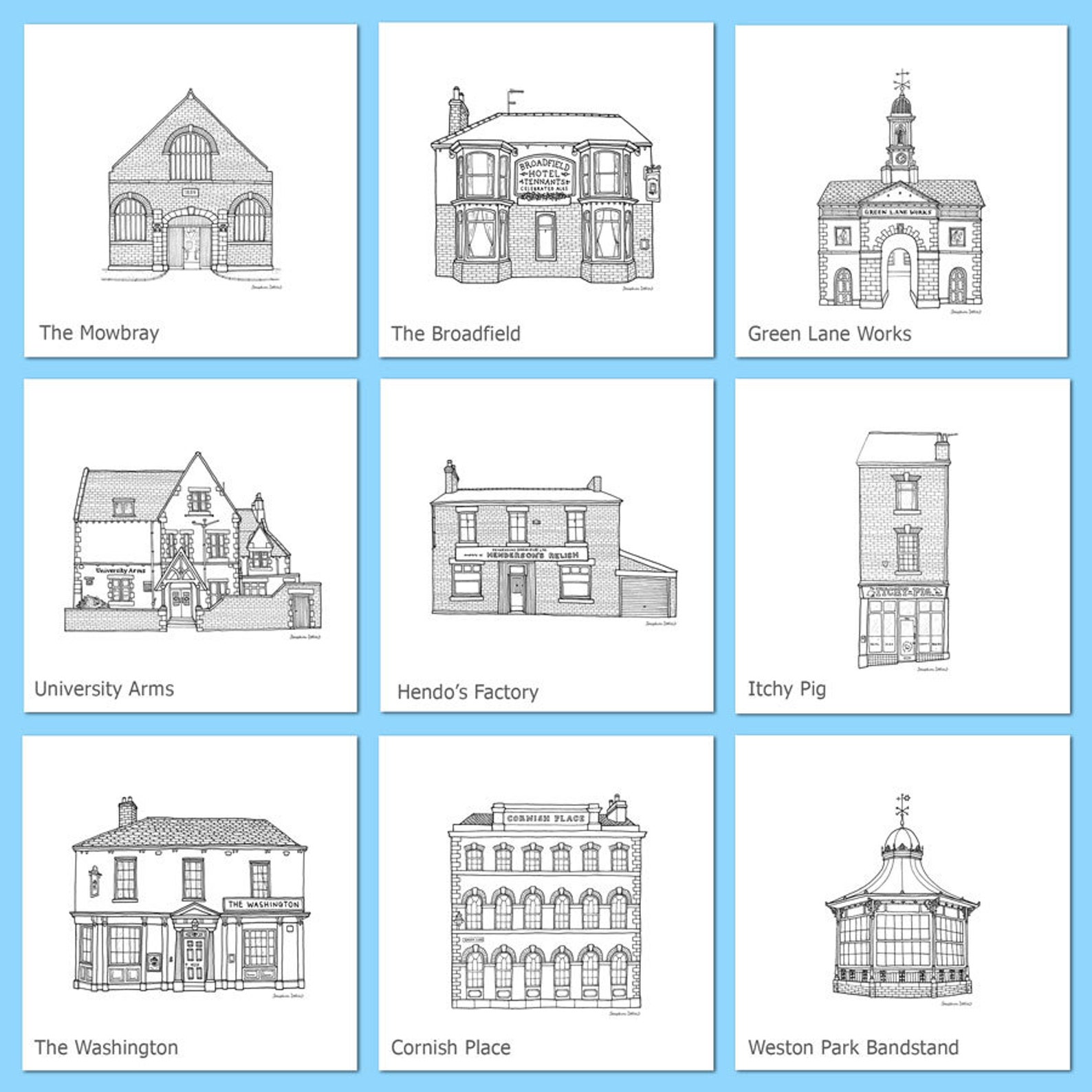 The Broadfield Pub Print Sheffield Pub Illustration Black - Etsy