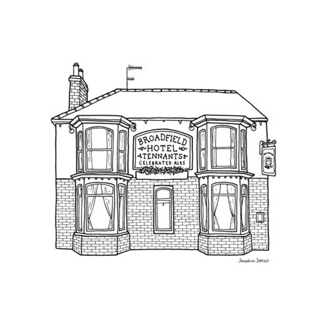 The Broadfield Pub Print Sheffield Pub Illustration Black and White ...