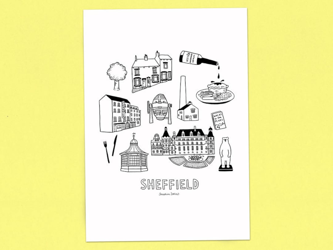 SHEFFIELD Icons A3 Print - Buildings & Landmarks Illustration - Etsy