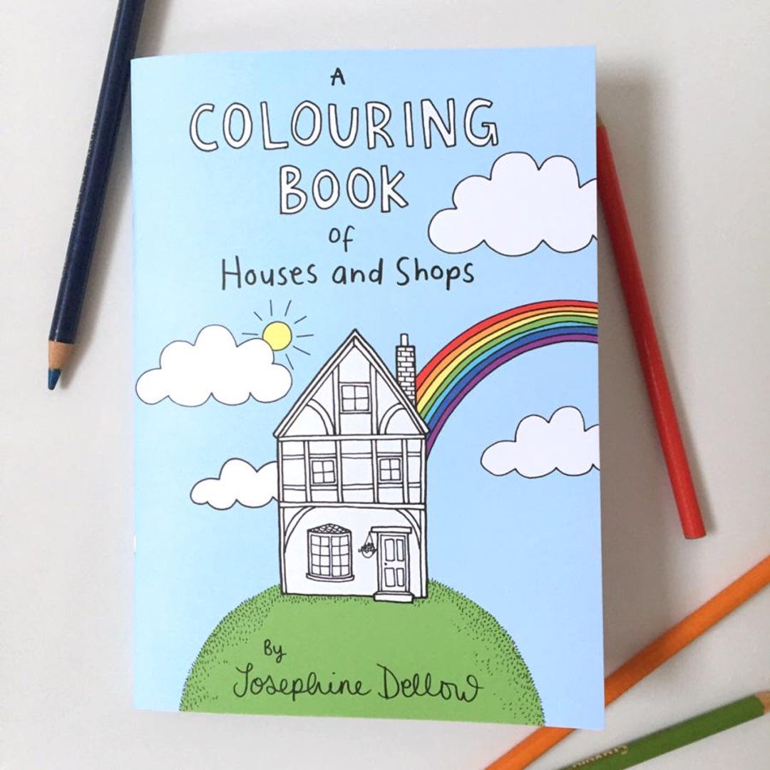 A Colouring Book of Houses and Shops - Hand Drawn Detailed ...