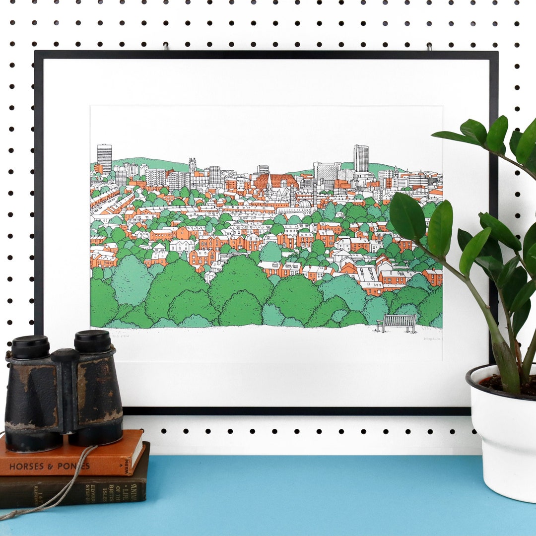 SHEFFIELD VIEW SCREENPRINT - City Skyline From Meersbrook Park ...