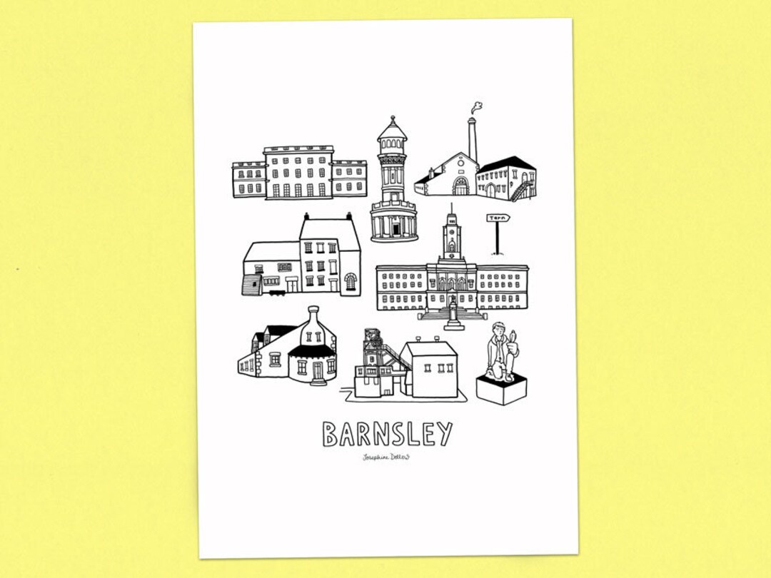 BARNSLEY Icons Print - A3 Buildings & Landmarks Illustration - Etsy