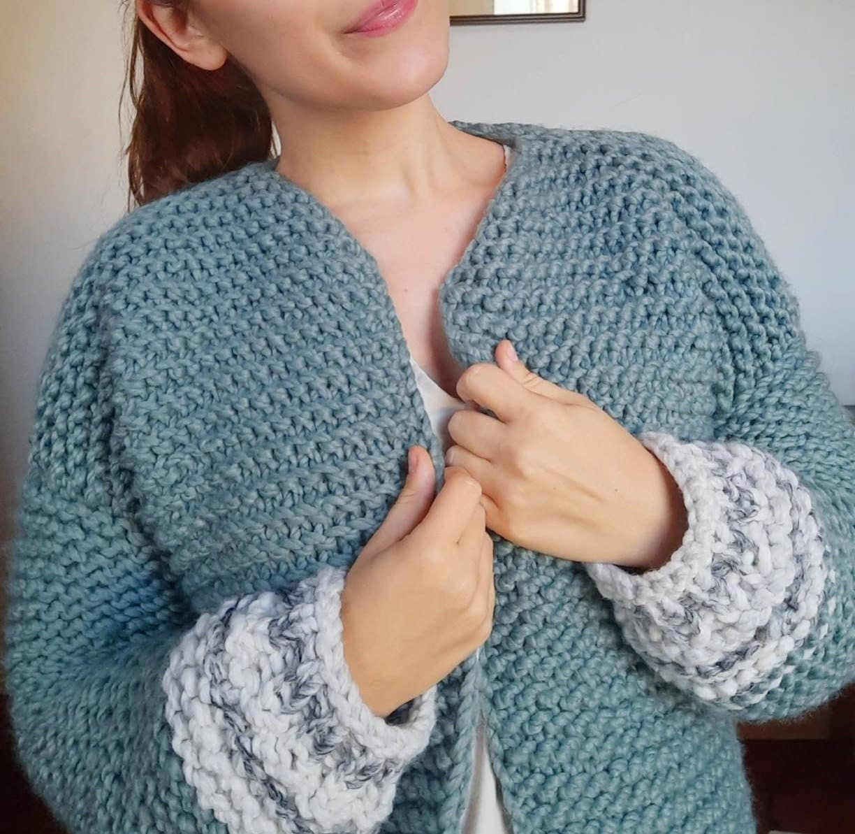 The Twisted Garter Cardigan (chunky/thick/warm/fitted The Twisted Garter Cardigan (chunky/thick/warm/fitted