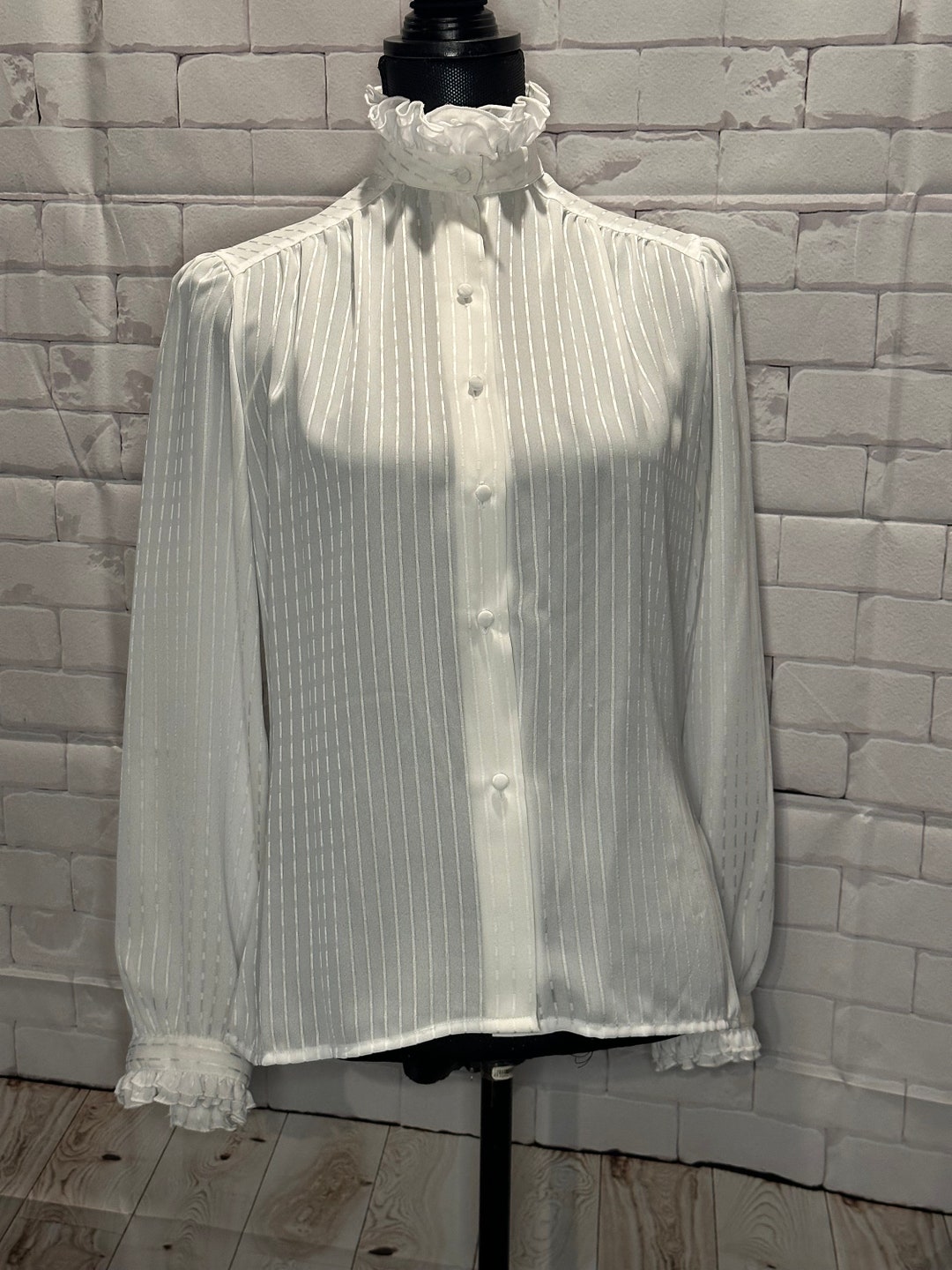 Mister Leonard High Collar Ruffled Blouse - Etsy