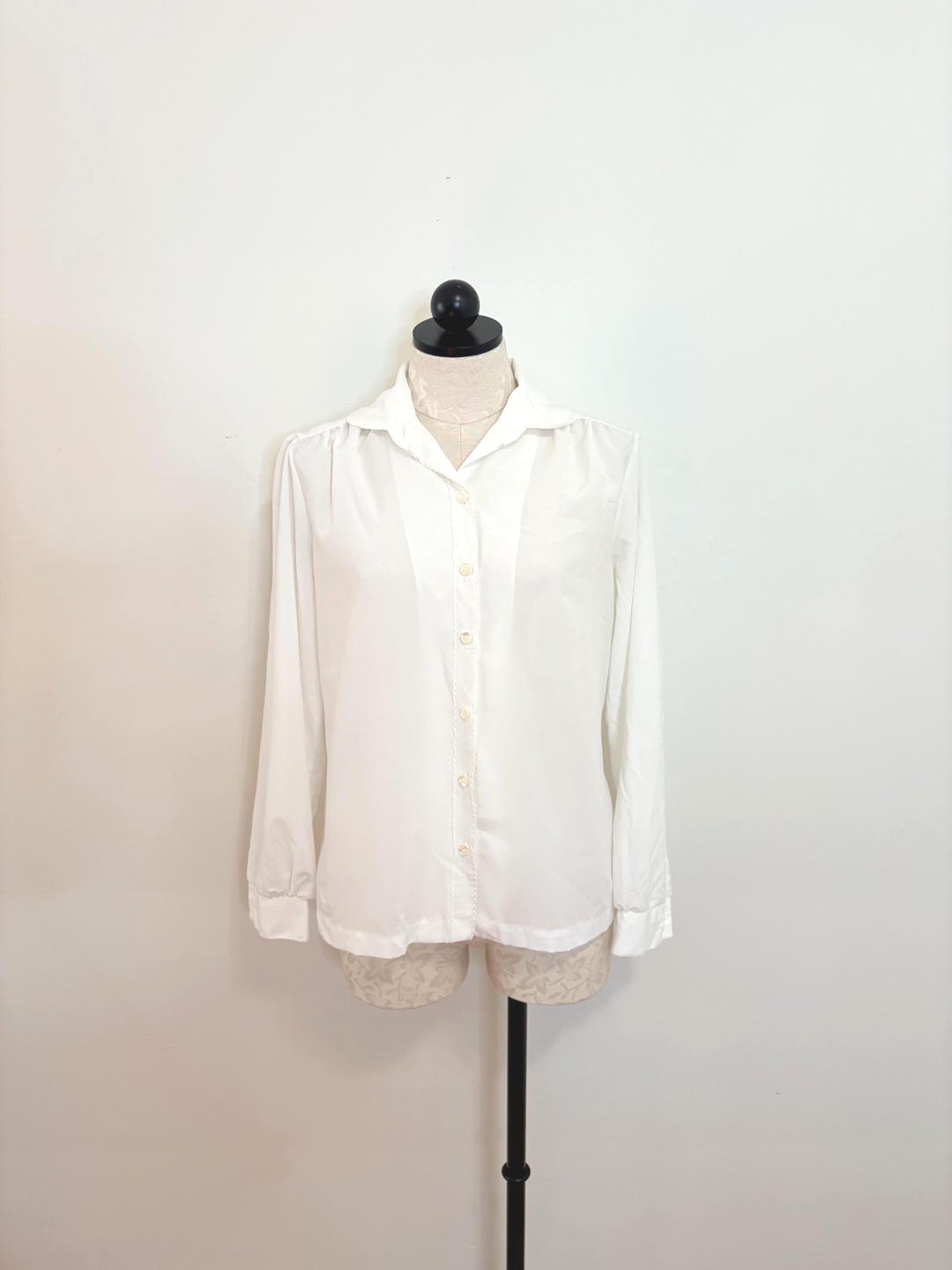Vintage 1970s Lee Mar “pageant” White Blouse – Women’s Medium – Long ...