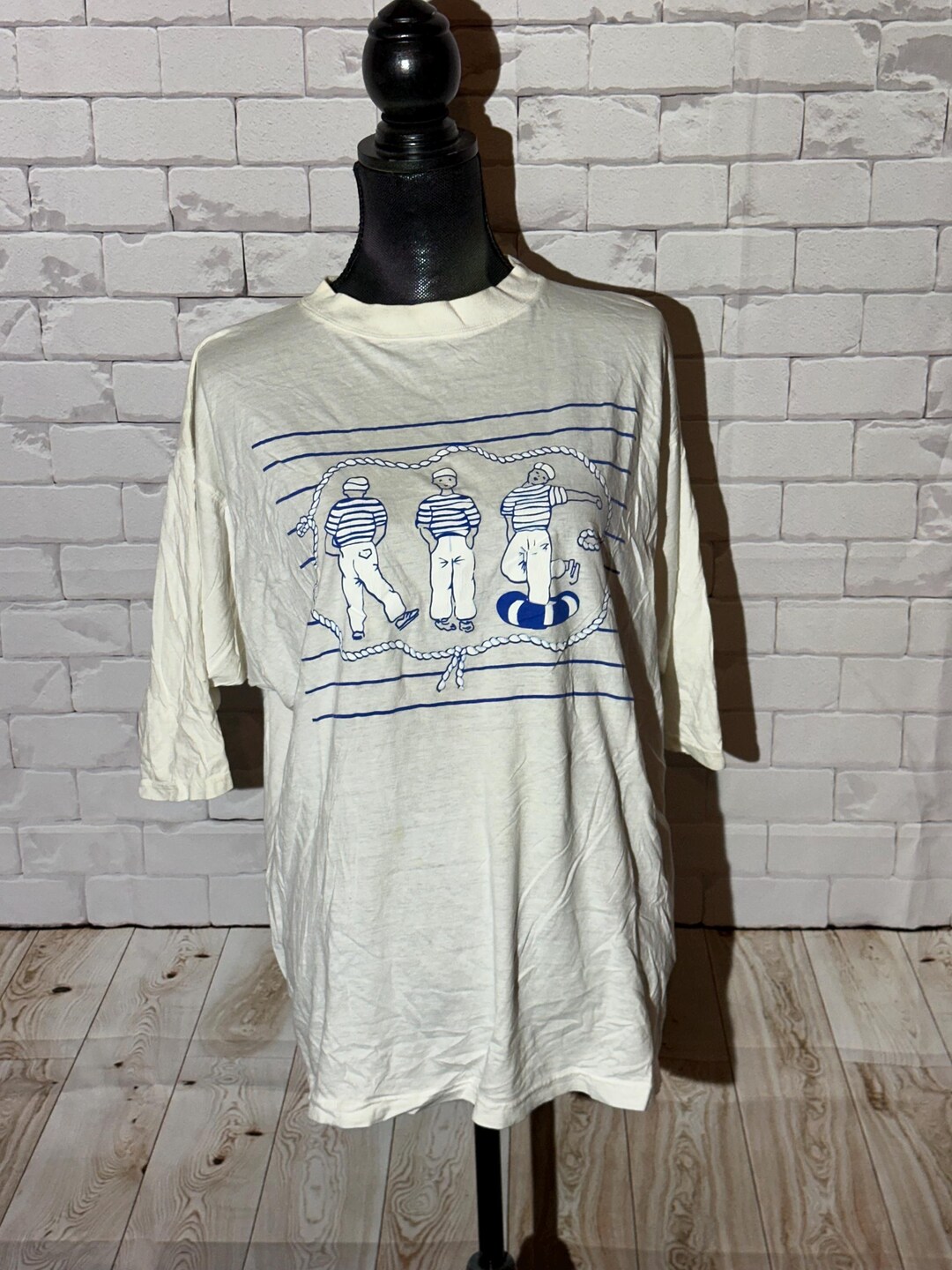 1980s Cheeky Sailor Vintage Tee Size Large, 3/4 Sleeve - Etsy