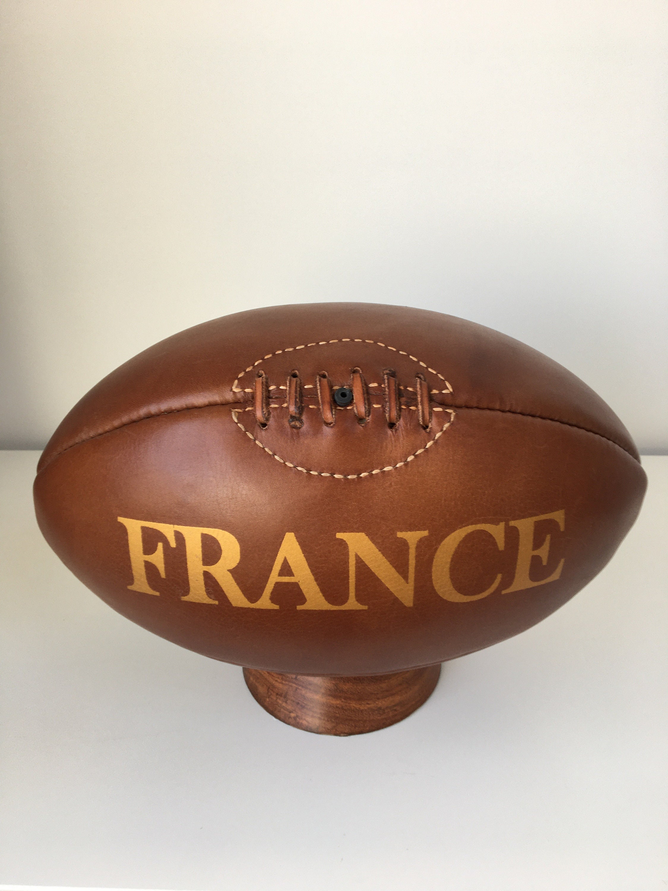 Vintage Leather France Rugby Ball With Wood Plinth - Etsy