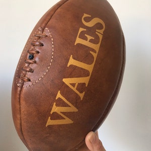 Rugby - Vintage Wales Rugby Ball With Wooden Plinth / Leather Rugby ...