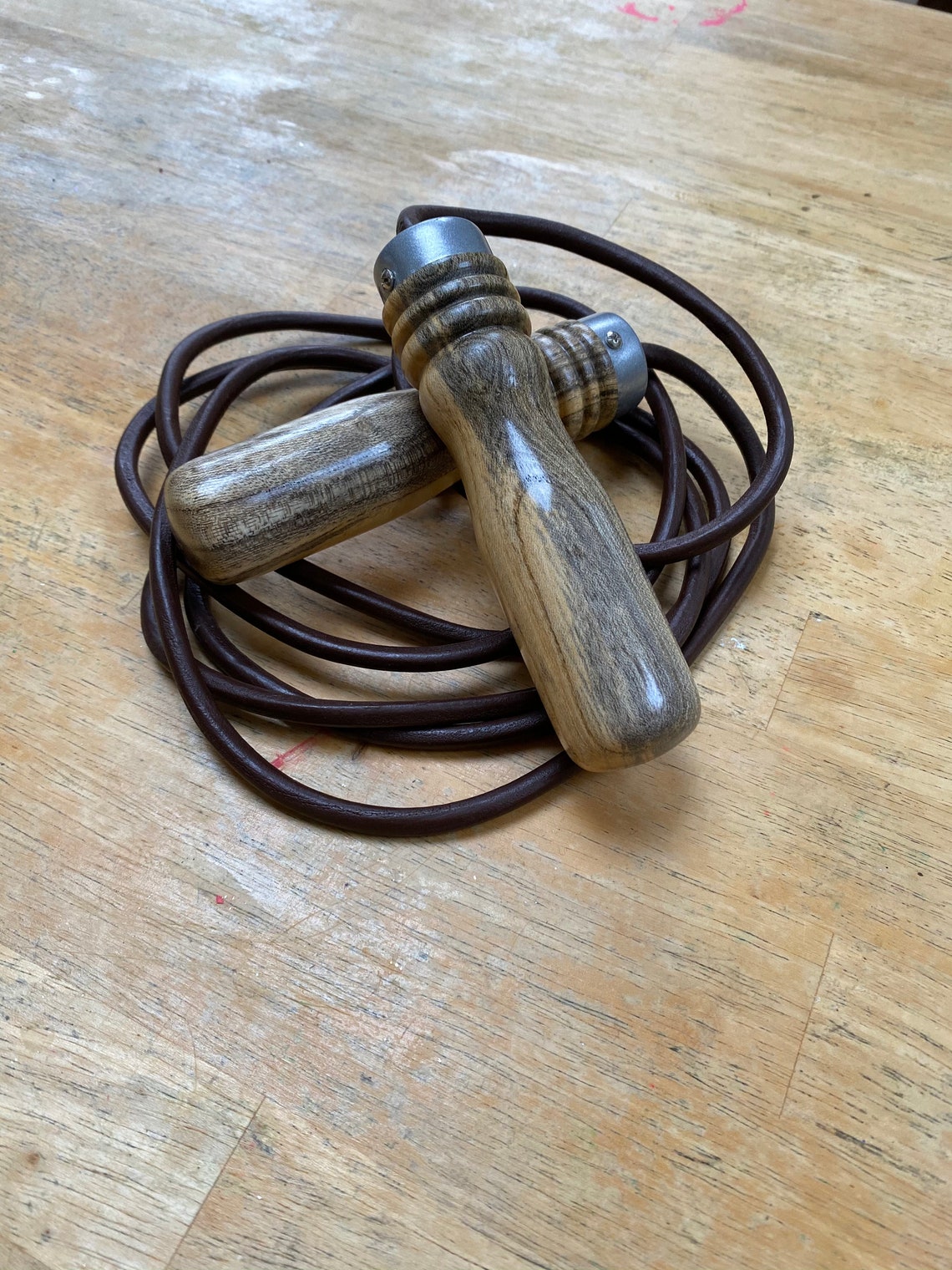 Leather Skipping Rope With Wooden Handles / Jump Rope/ Vintage Sports ...