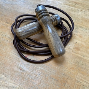 Leather Skipping Rope With Wooden Handles / Jump Rope/ Vintage Sports ...
