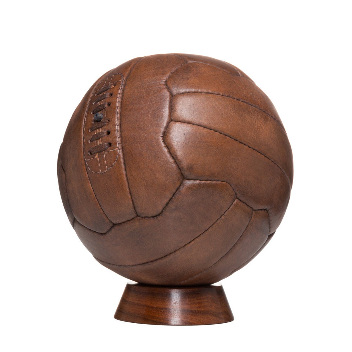 Leather Football / Soccer Ball and Plinth - 18 Panel Vintage Style by ...