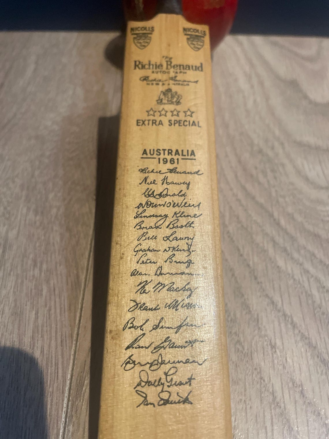 Vintage Miniature Cricket Bat Signed (fascimile) by the Australia ...