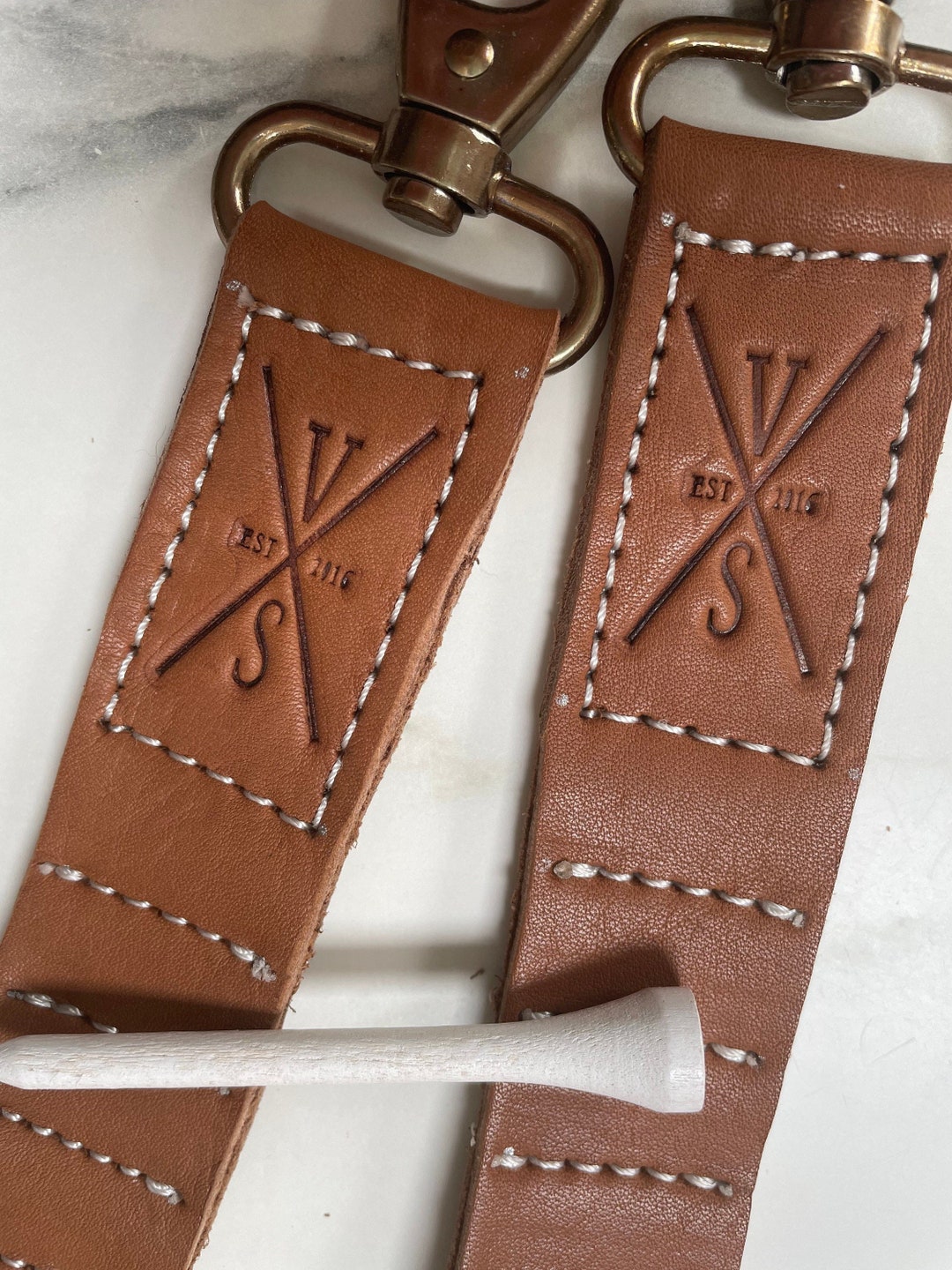 Golf Tee Holder / Tan Leather Golf Tee Caddy 5 or 8 Tees / Golfer's ...