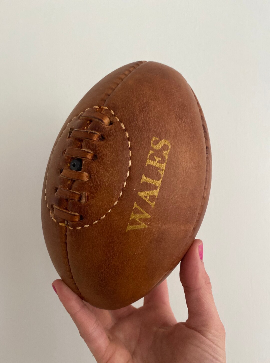 Welsh Rugby Ball - Small / Leather Vintage Rugby Ball / Welsh Rugby ...