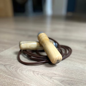 Leather Skipping Rope With Wooden Handles / Jump Rope/ Vintage Sports ...