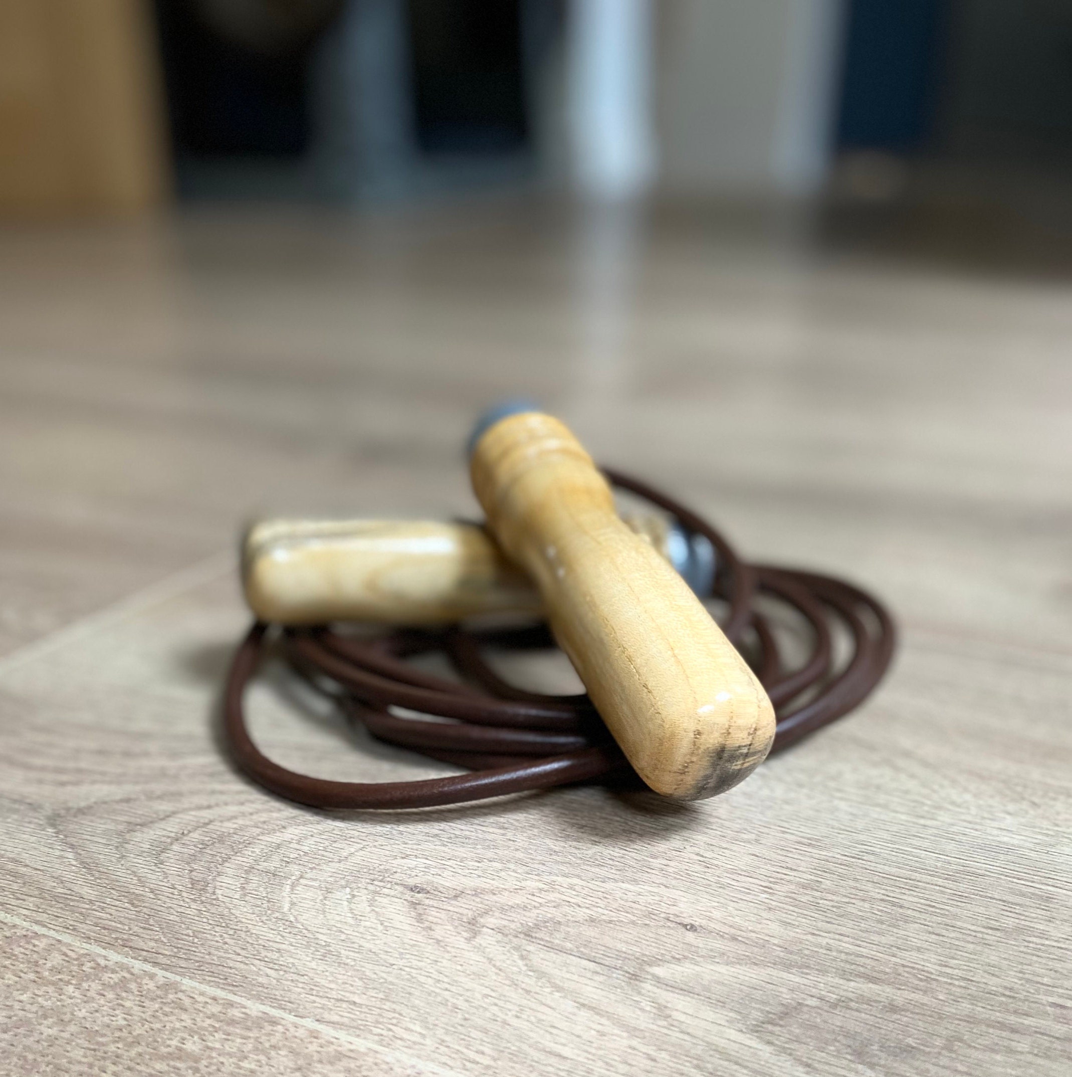 Leather Skipping Rope With Wooden Handles / Jump Rope/ Vintage | Etsy