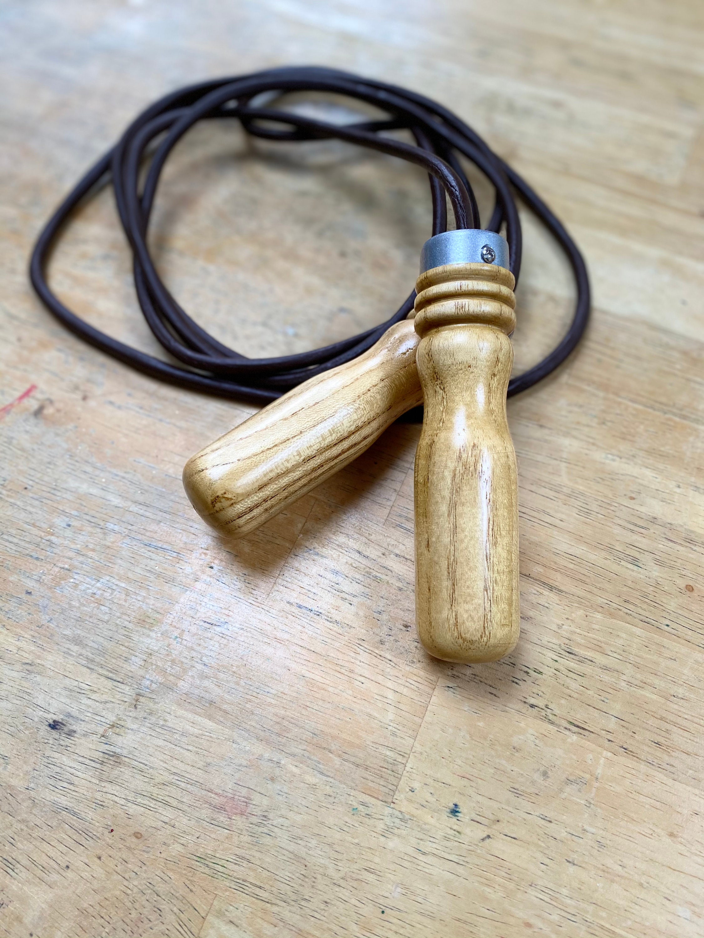Leather Skipping Rope With Wooden Handles / Jump Rope/ Vintage | Etsy