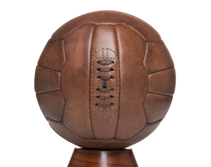 Leather Football / Soccer Ball and Plinth - 18 Panel Vintage Style by ...