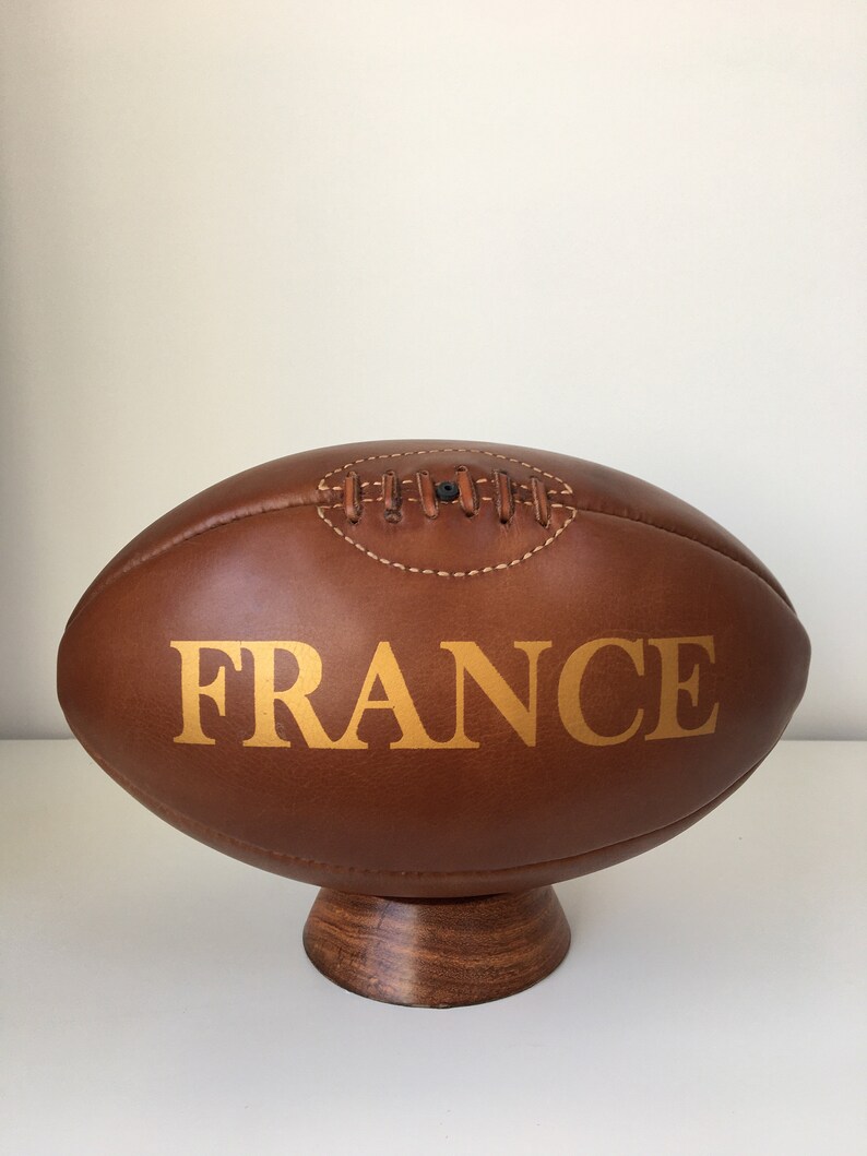 Vintage Leather France Rugby Ball With Wood Plinth - Etsy