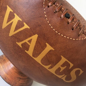 Rugby - Vintage Wales Rugby Ball With Wooden Plinth / Leather Rugby ...