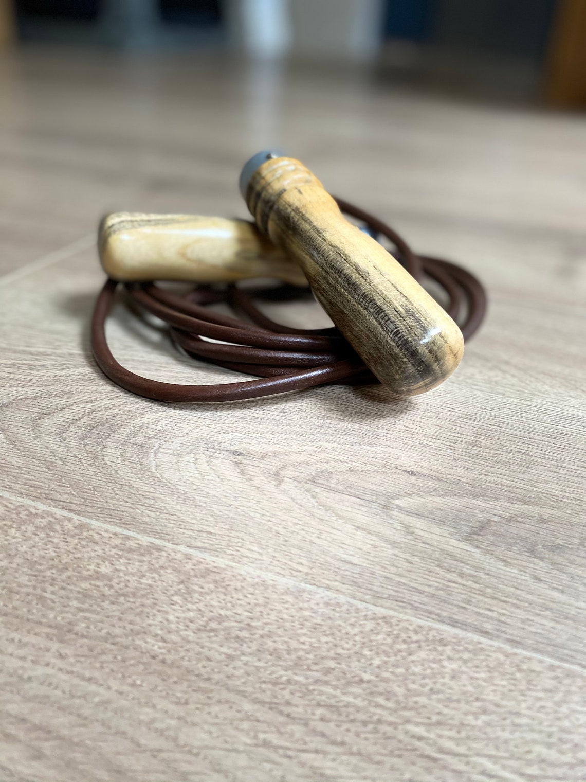 Leather Skipping Rope With Wooden Handles / Jump Rope/ Vintage | Etsy