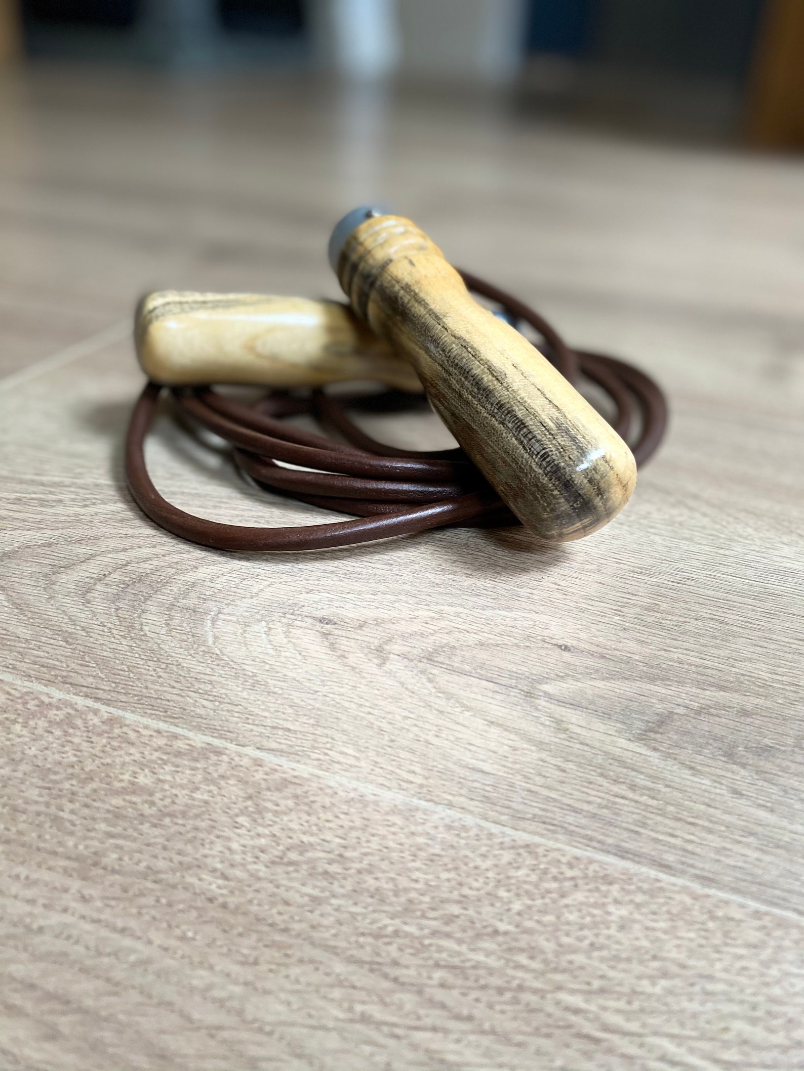 Leather Skipping Rope With Wooden Handles / Jump Rope/ Vintage Sports ...