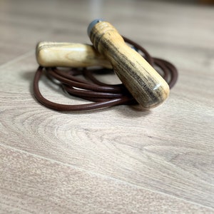 Leather Skipping Rope With Wooden Handles / Jump Rope/ Vintage Sports ...