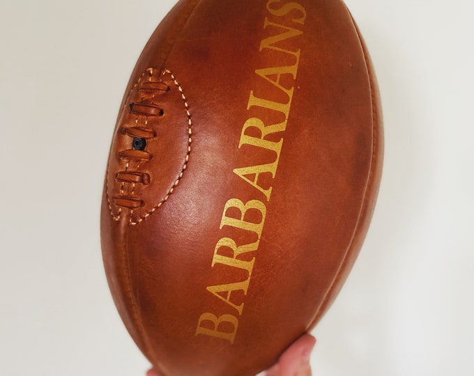 Rugby Vintage Barbarians Rugby Ball With Plinth / Leather Rugby Ball ...