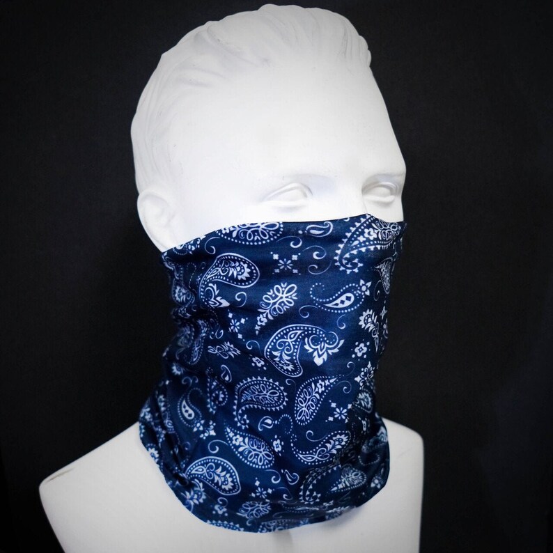 Navy Blue Bandana Face Mask Navy Blue Bandana Cloth Neck - Etsy