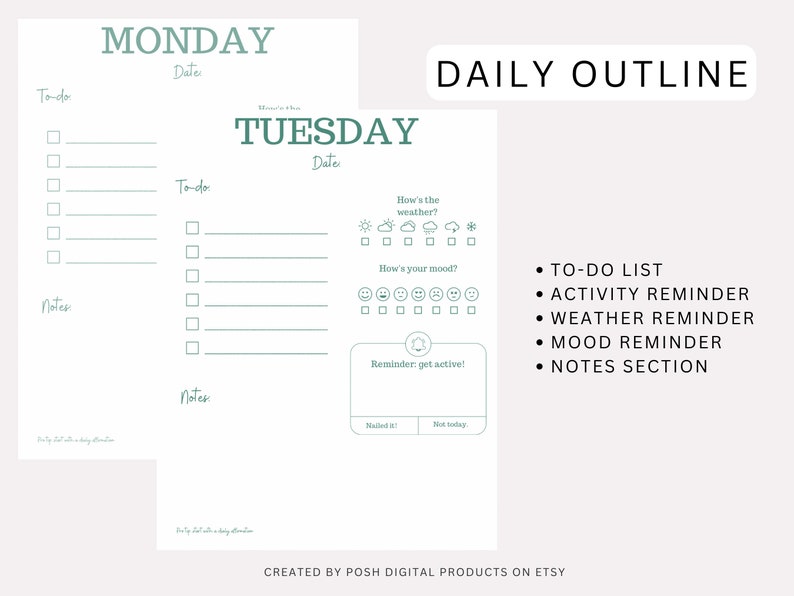 PDF DIGITAL PLANNER, Printable Organizer, Daily & Weekly Digital ...