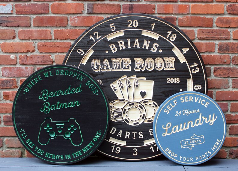 Game Room Sign Man Cave Personalized Signs Dart Board Sign | Etsy