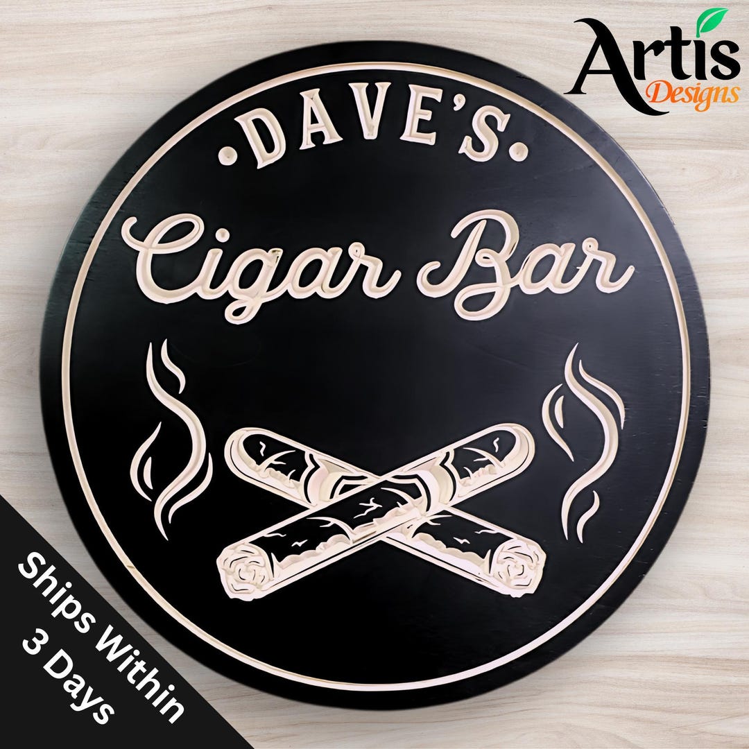 Cigar Bar Sign, Carved Wood Sign, Cigar Gifts, Cigar, Personalized ...