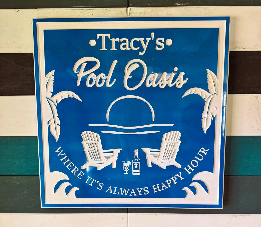 Outdoor Pool Sign, Personalized Pool Decor, Beach Bar, PVC With Epoxy ...