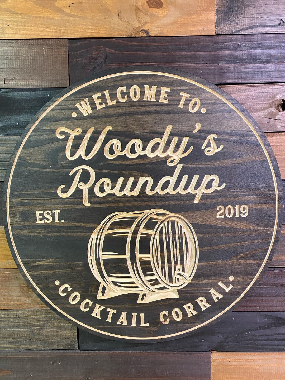 Personalized Bourbon Barrel Sign: Custom Home Bar Decor - Etsy