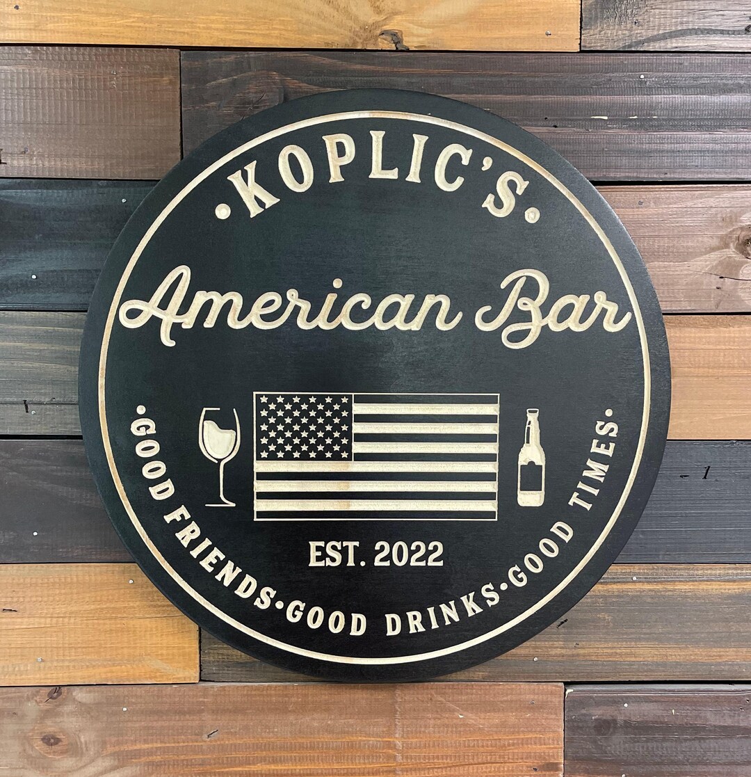 Personalized American Flag Bar Sign: Custom Man Cave Decor - Etsy