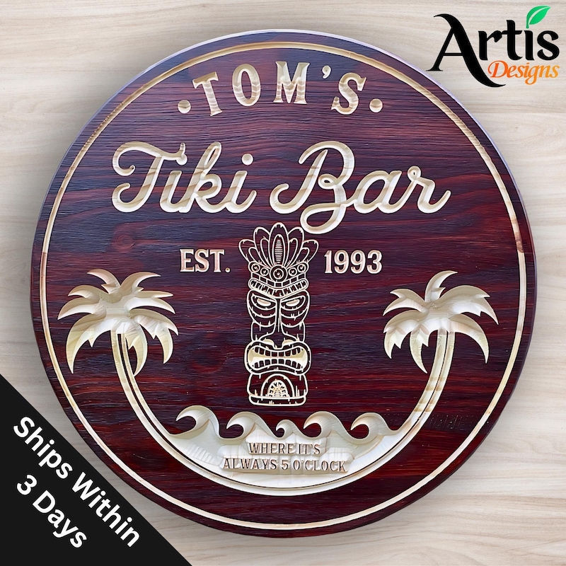 Tiki Wooden Carved Signs - Etsy