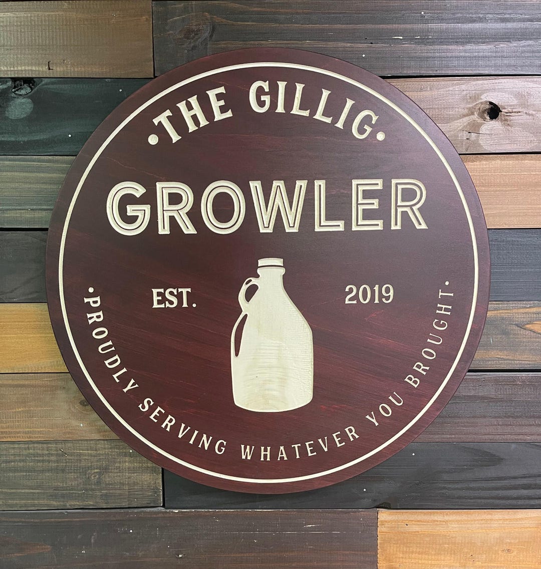 Growler Bar Sign, Personalized Sign, Beer Signs, Man Cave Sign, Custom ...