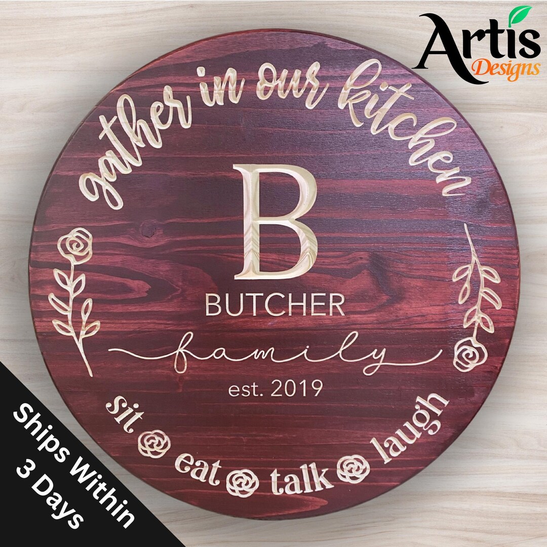 Personalized Family Name Kitchen Sign: Carved Wood or PVC - Etsy