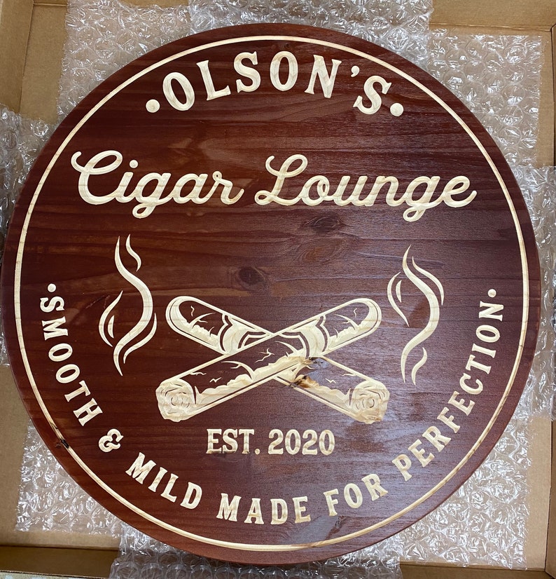 Cigar Bar Sign Carved Wood Sign Cigar Gifts Cigars - Etsy