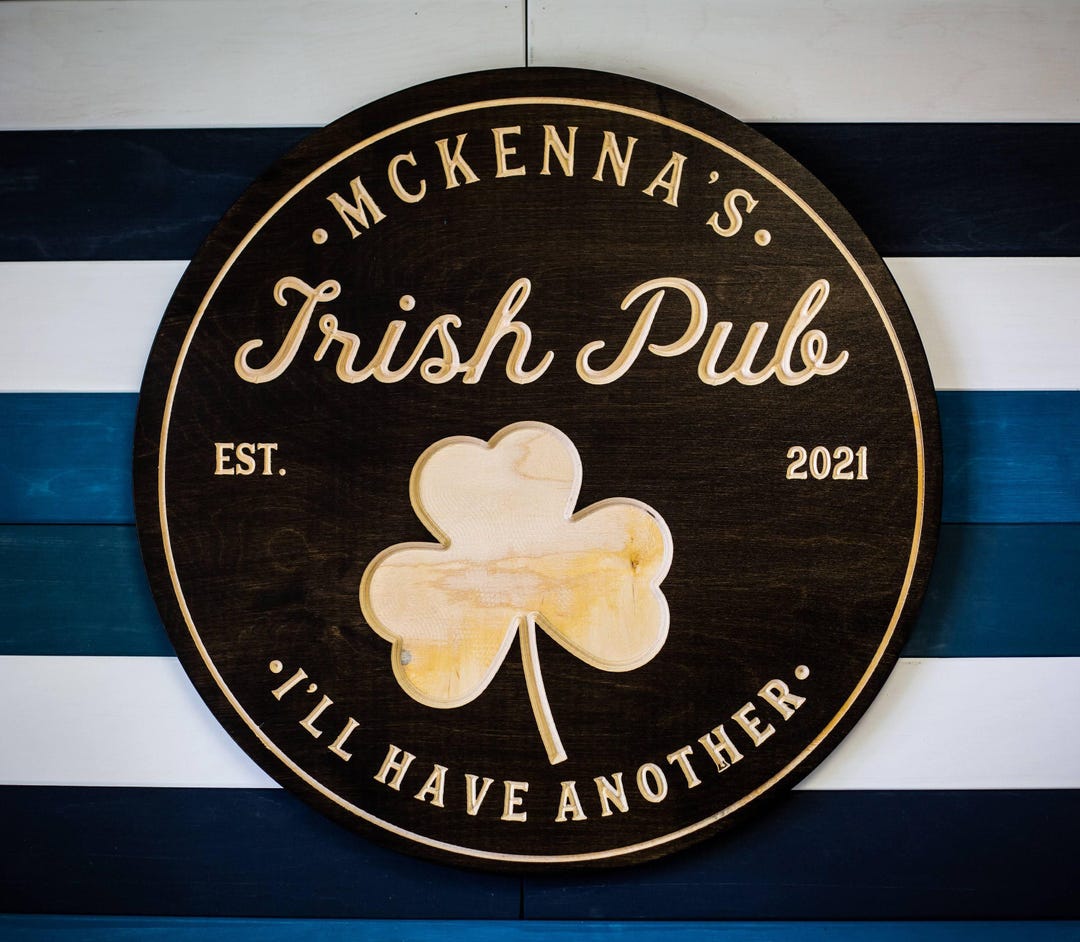 Personalized Irish Pub Sign: Clover Bar Decor, St. Patrick's Day Gift ...