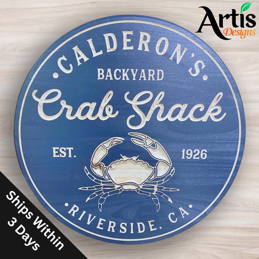Personalized Crab Shack Sign: Carved Beach House Decor - Etsy