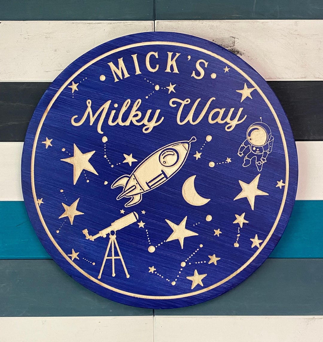 Personalized Space Sign: Carved Milky Way Decor, Kids Room - Etsy