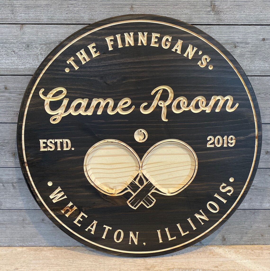 Game Room Sign Man Cave Personalized Signs Ping Pong Round - Etsy