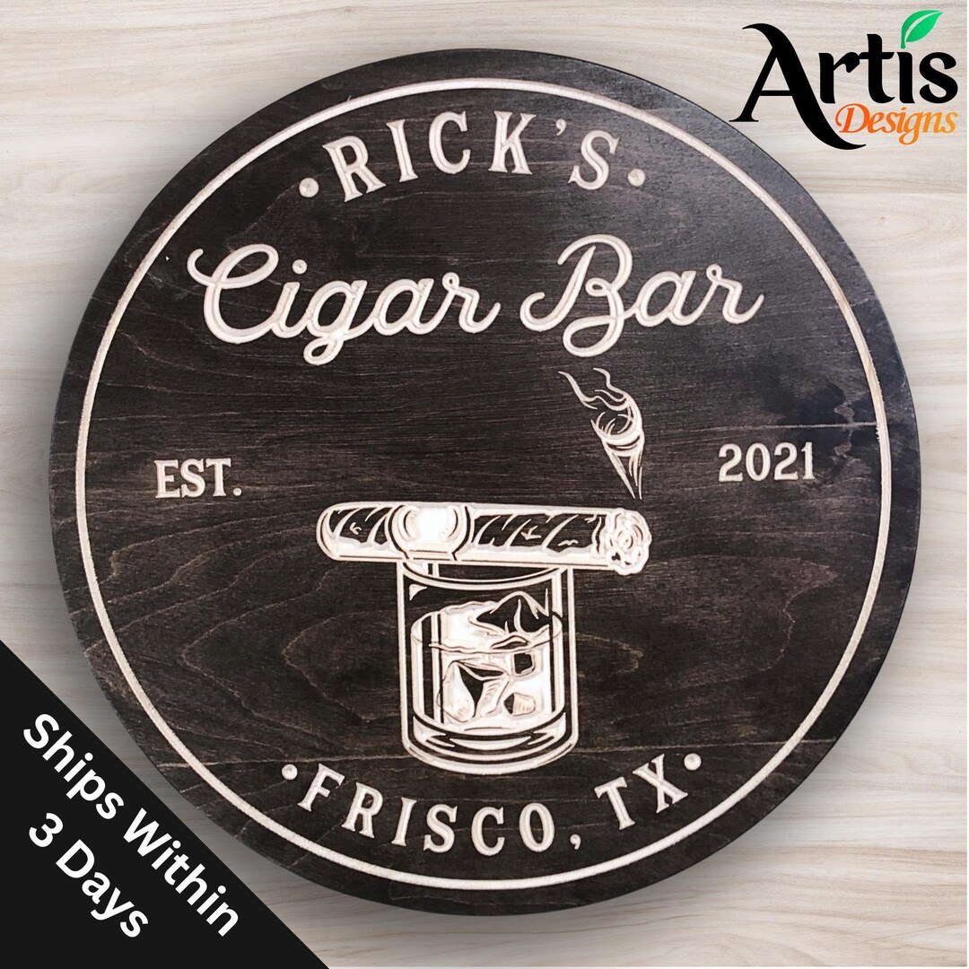 Cigar Bar Sign, Bar Sign, Cigar Lounge, Personalized Signs, Custom Sign ...