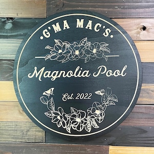 Personalized Carved Wood Pool Sign: Custom Family Name Decor - Etsy