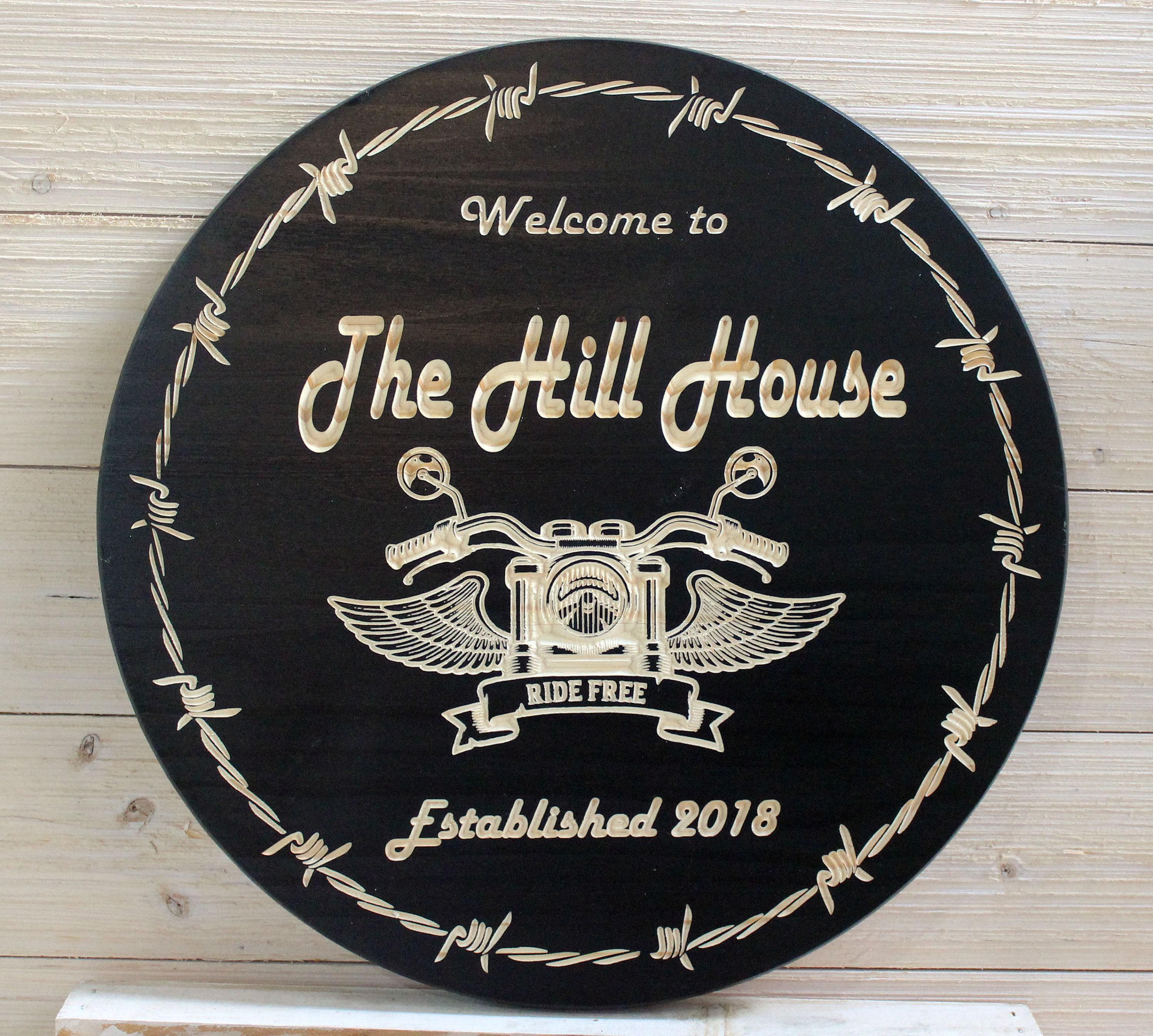 Personalized Motorcycle Garage Sign: Custom Carved Biker Decor - Etsy