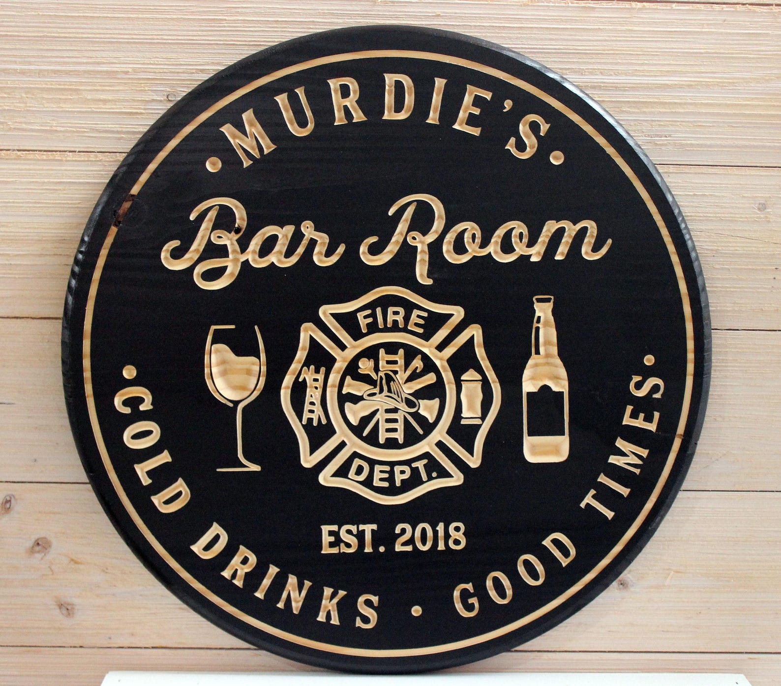Personalized Firefighter Bar Sign: Firehouse Decor, Retirement Gift - Etsy